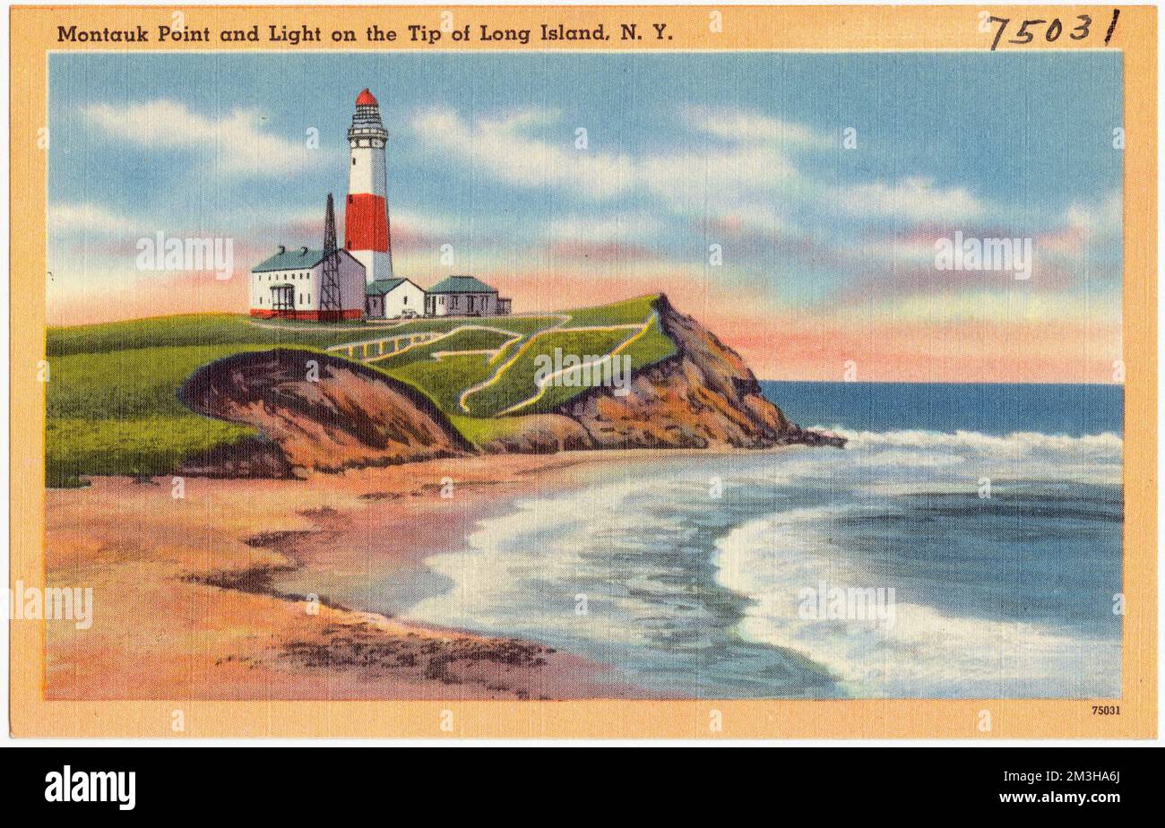 Montauk Point and light on the tip of Long Island, N. Y. , Beaches ...