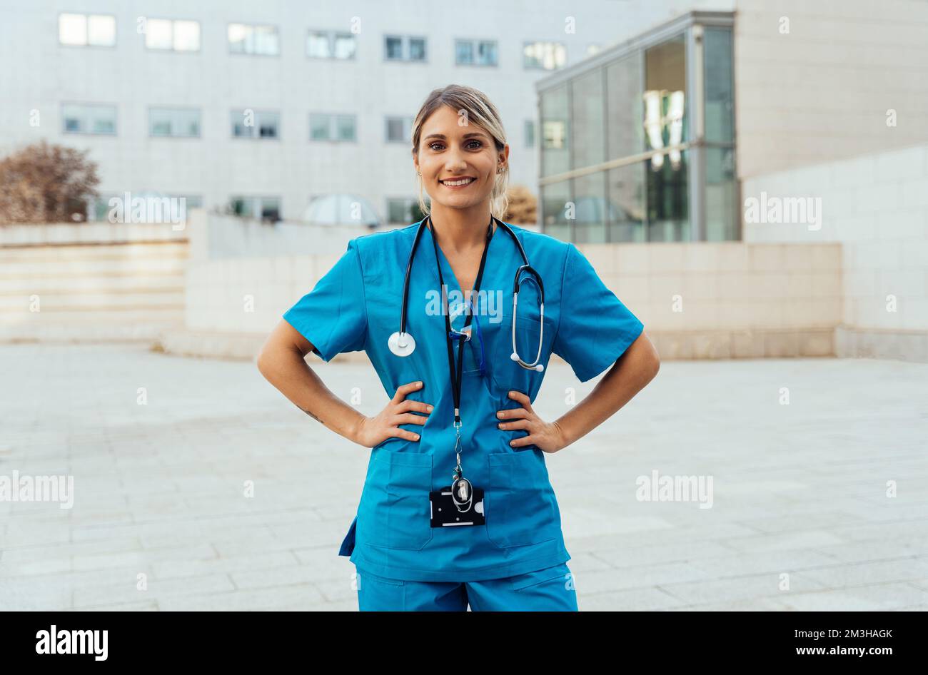 representation of the daily life of a nurse going to work at the ...