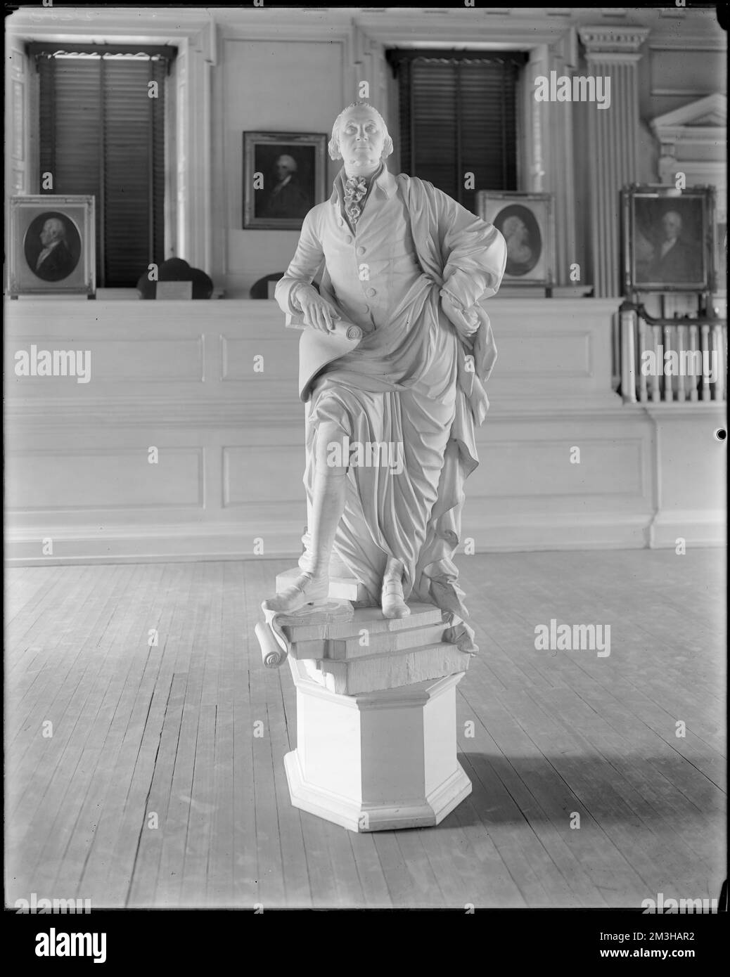 Monuments, statue of Washington, carved from one block of wood by ...