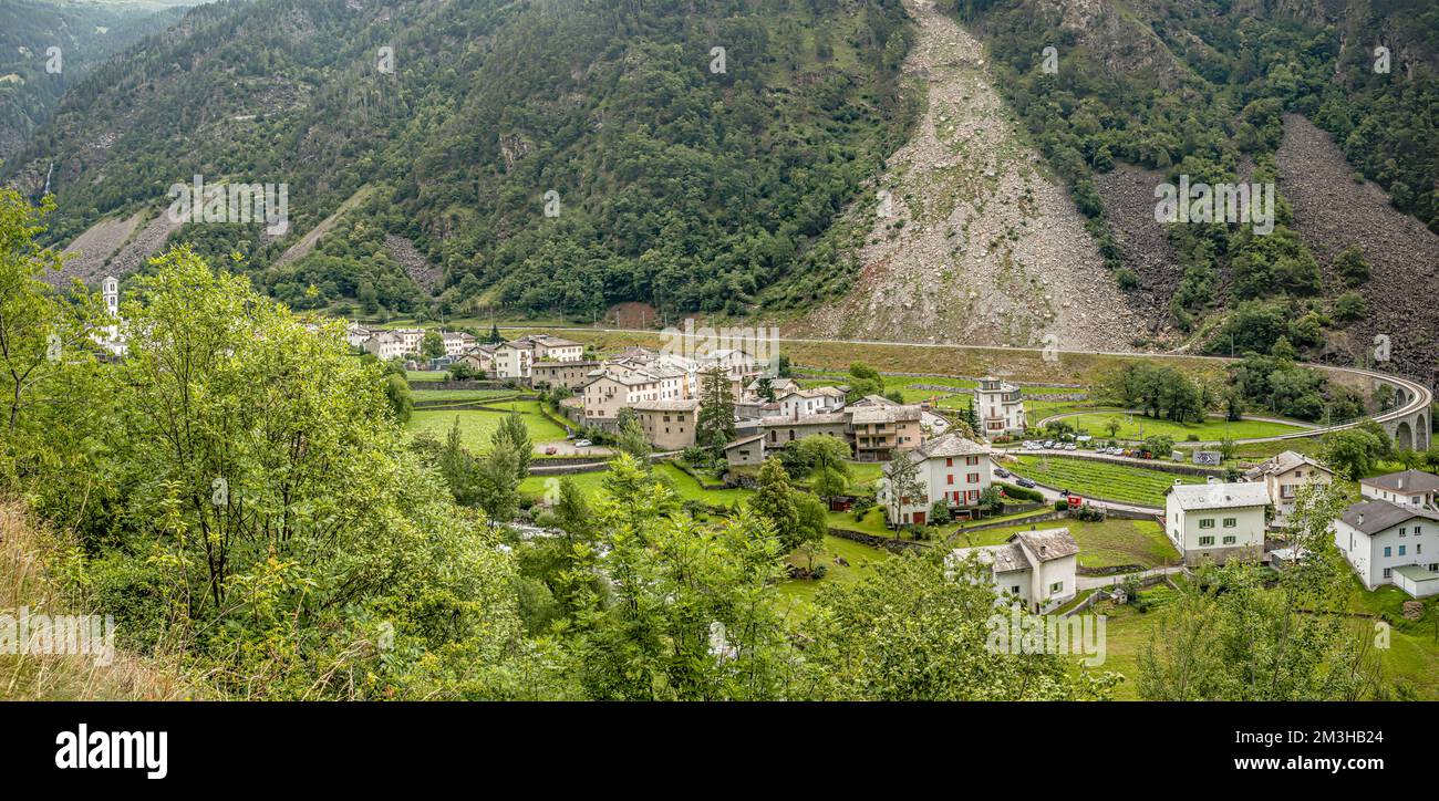 Panorama of Brusio at the Valposchiavo Valley, Grisons, Switzerland ...