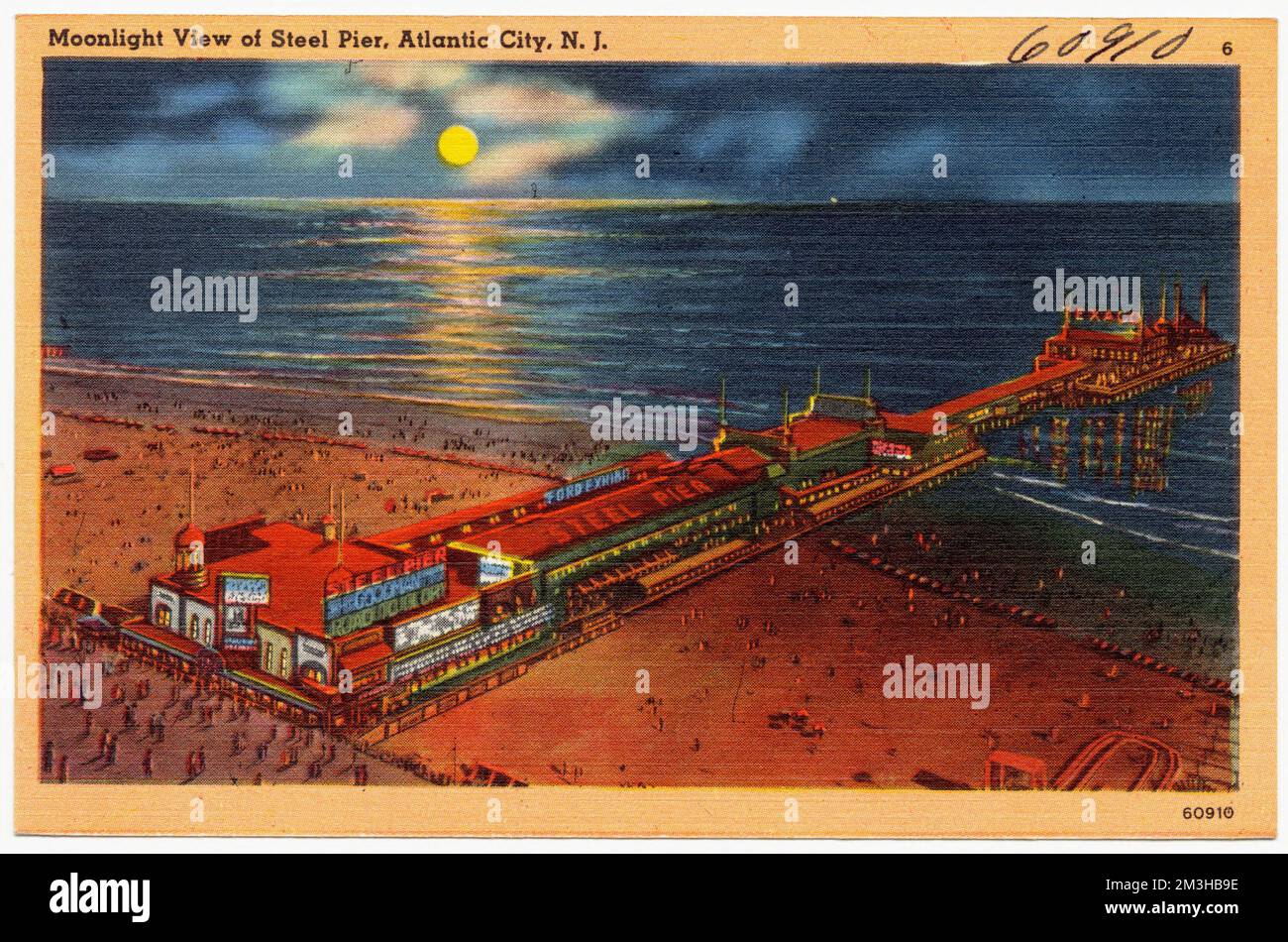 Moonlight view of Steel Pier, Atlantic City, N.J. , Beaches, Piers ...