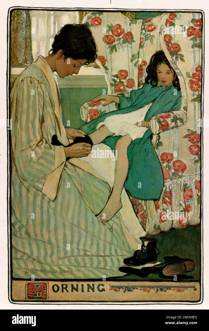 Morning , Children. Louis Prang & Company Collection Stock Photo - Alamy