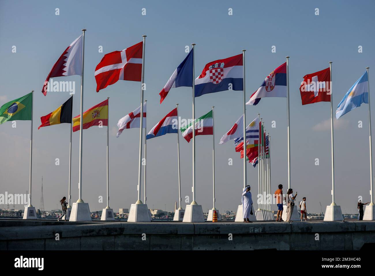 Doha, Qatar. 15th Dec, 2022. Flags from the participating countries of ...