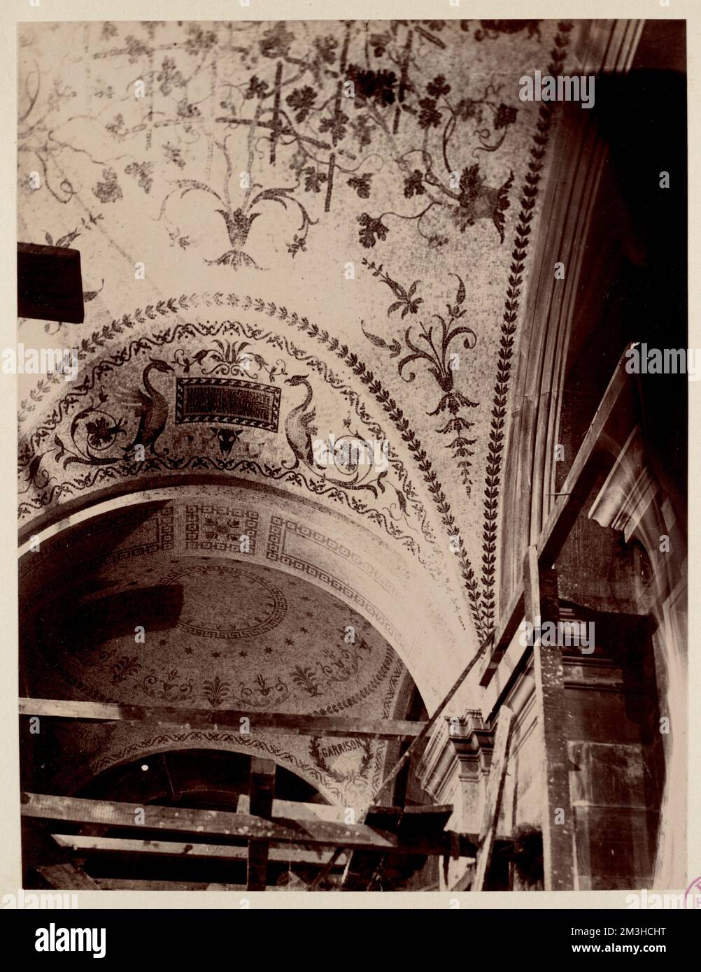 Mosaic ceiling, entrance hall, construction of the McKim Building ...