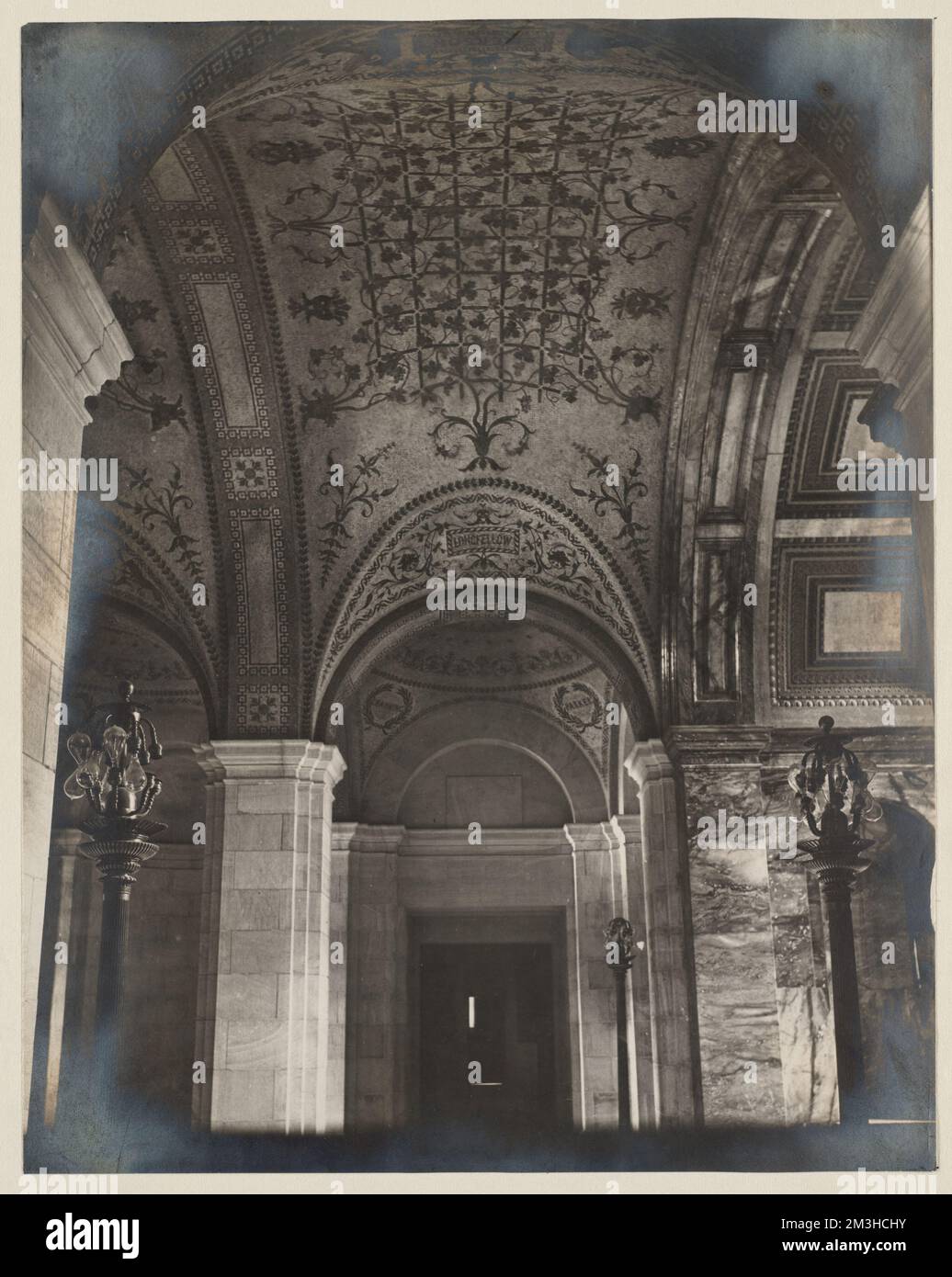 Mosaic ceiling and south corridor, Entrance Hall, construction of the ...