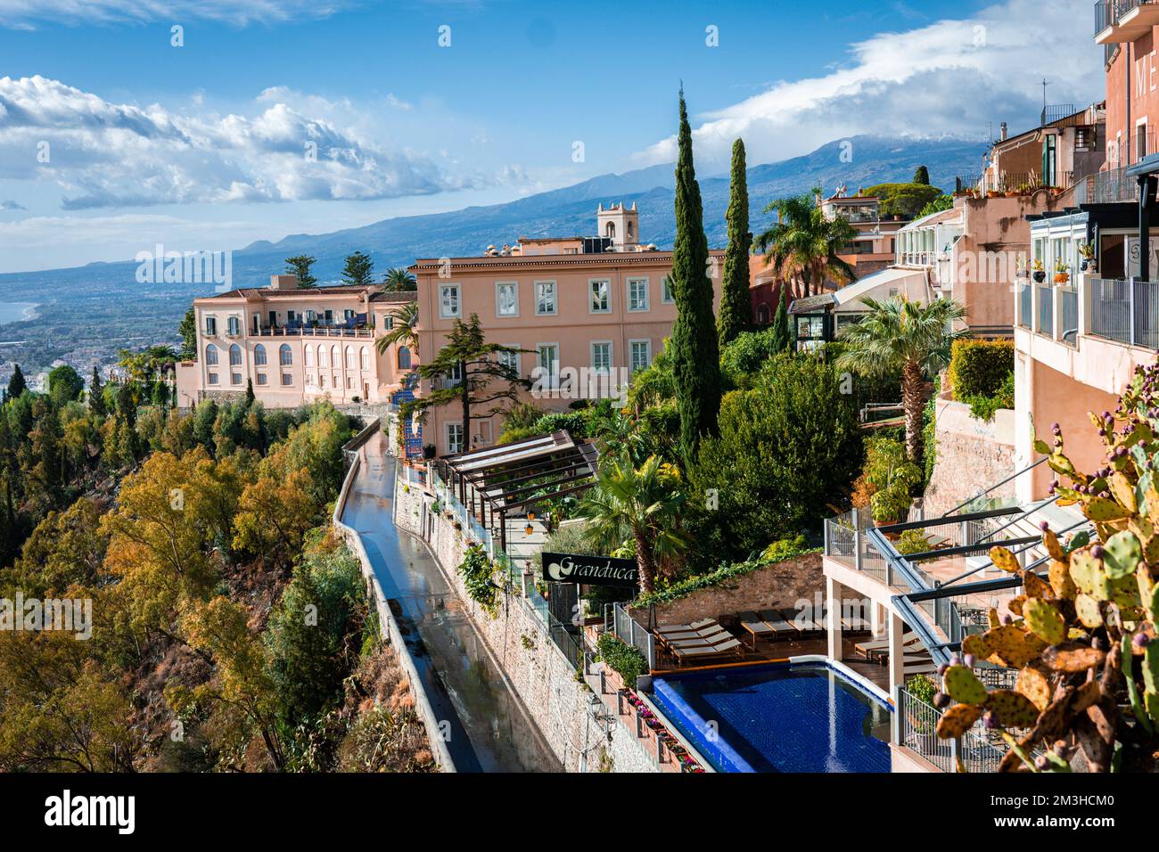 Taormina in Sicily, Italy is a favorite with many tourists Stock Photo ...