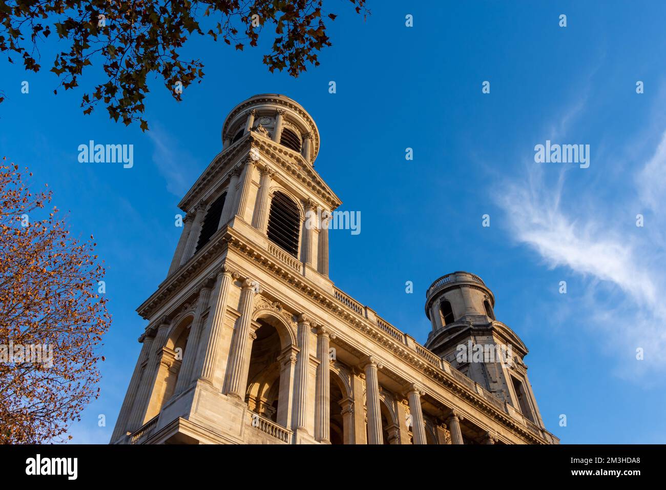 Exterior view of the Saint-Sulpice Catholic Church, located Place Saint ...