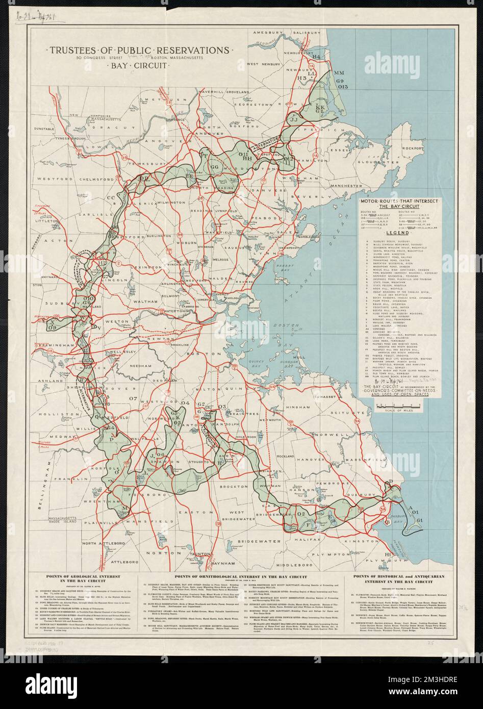 Motor routes that intersect the Bay Circuit , Roads, Massachusetts ...