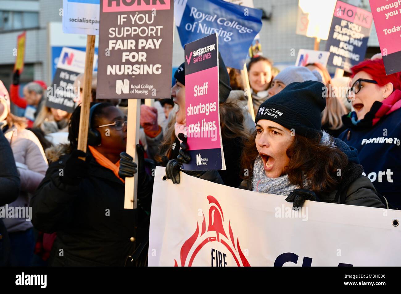 London, UK. Nurses staged the largest nurses' strike in NHS history in ...