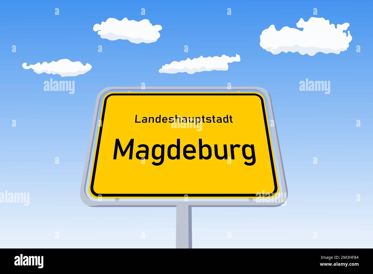 Magdeburg city sign in Germany. City limit welcome road sign ...