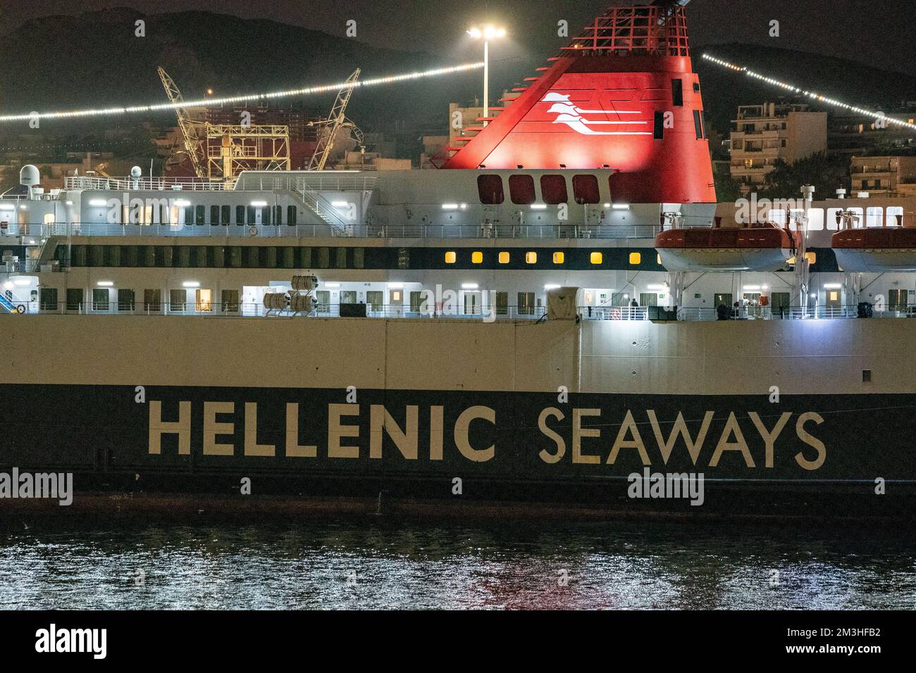 Athens Harbor at Night Stock Photo - Alamy