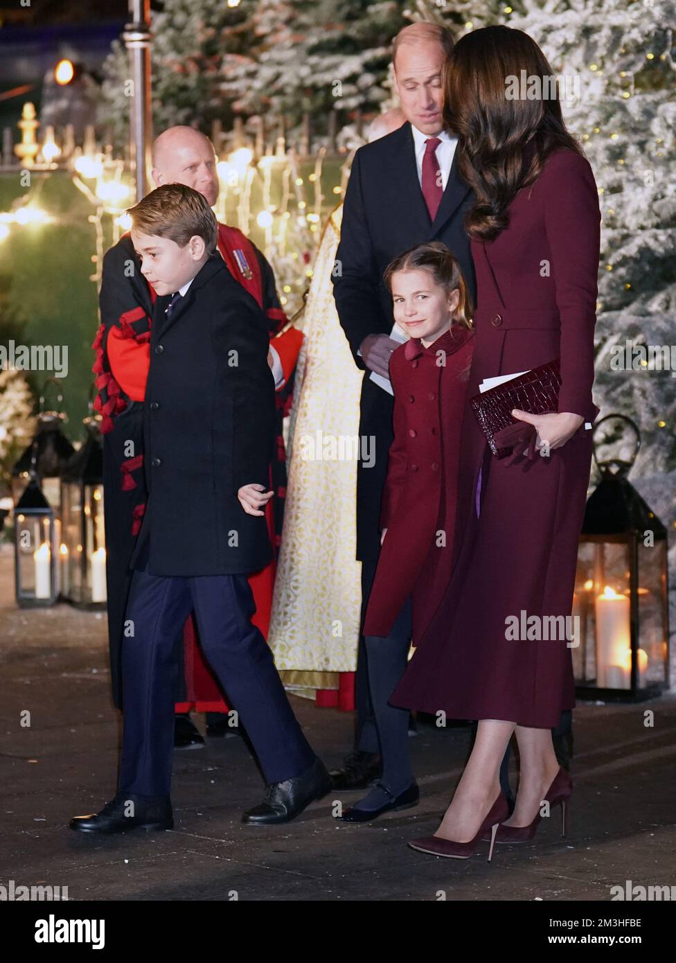 (left to right) Prince George, the Prince of Wales, Princess Charlotte and the Princess of Wales ...