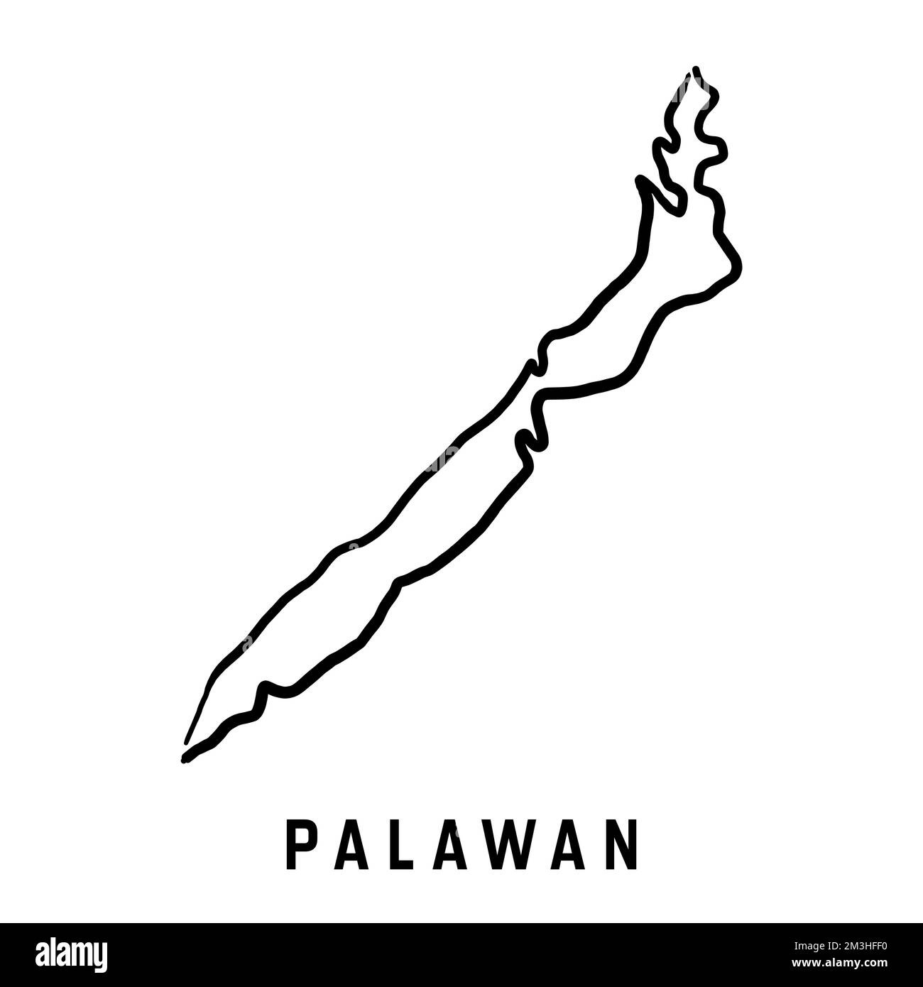 Palawan island map in Philippines. Simple outline. Vector hand drawn ...