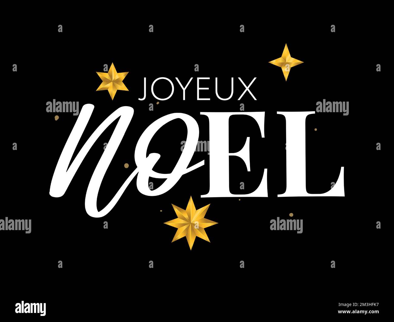 Merry Christmas in French language. Joyeux Noel modern brush vector ...