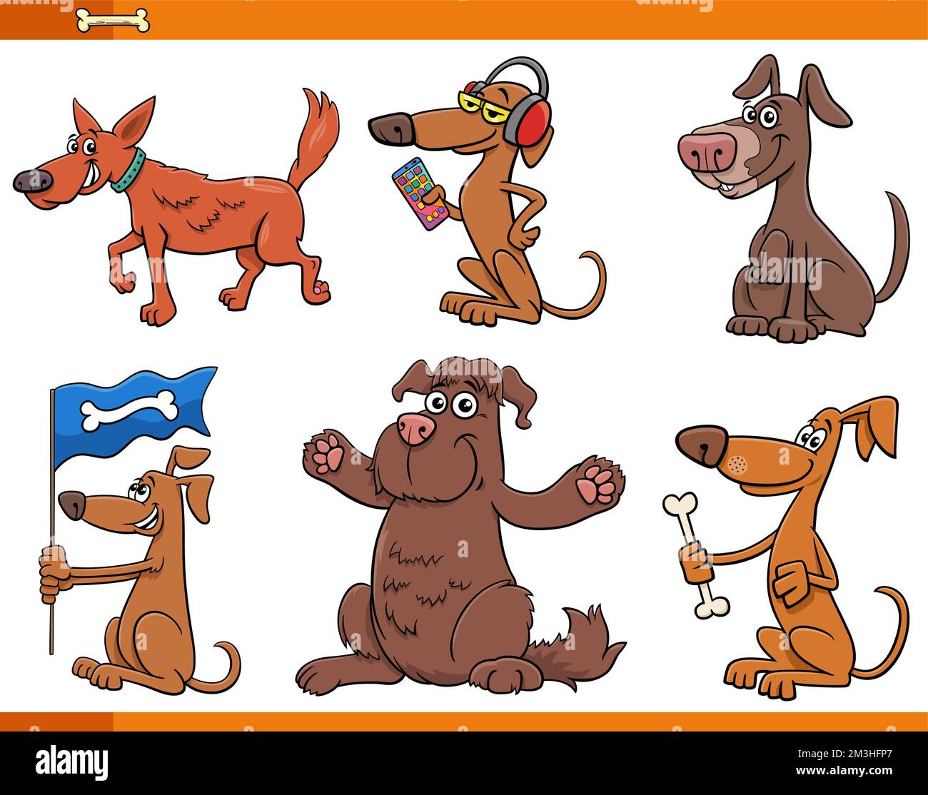 Cartoon illustration of funny dogs and puppies comic animal characters ...