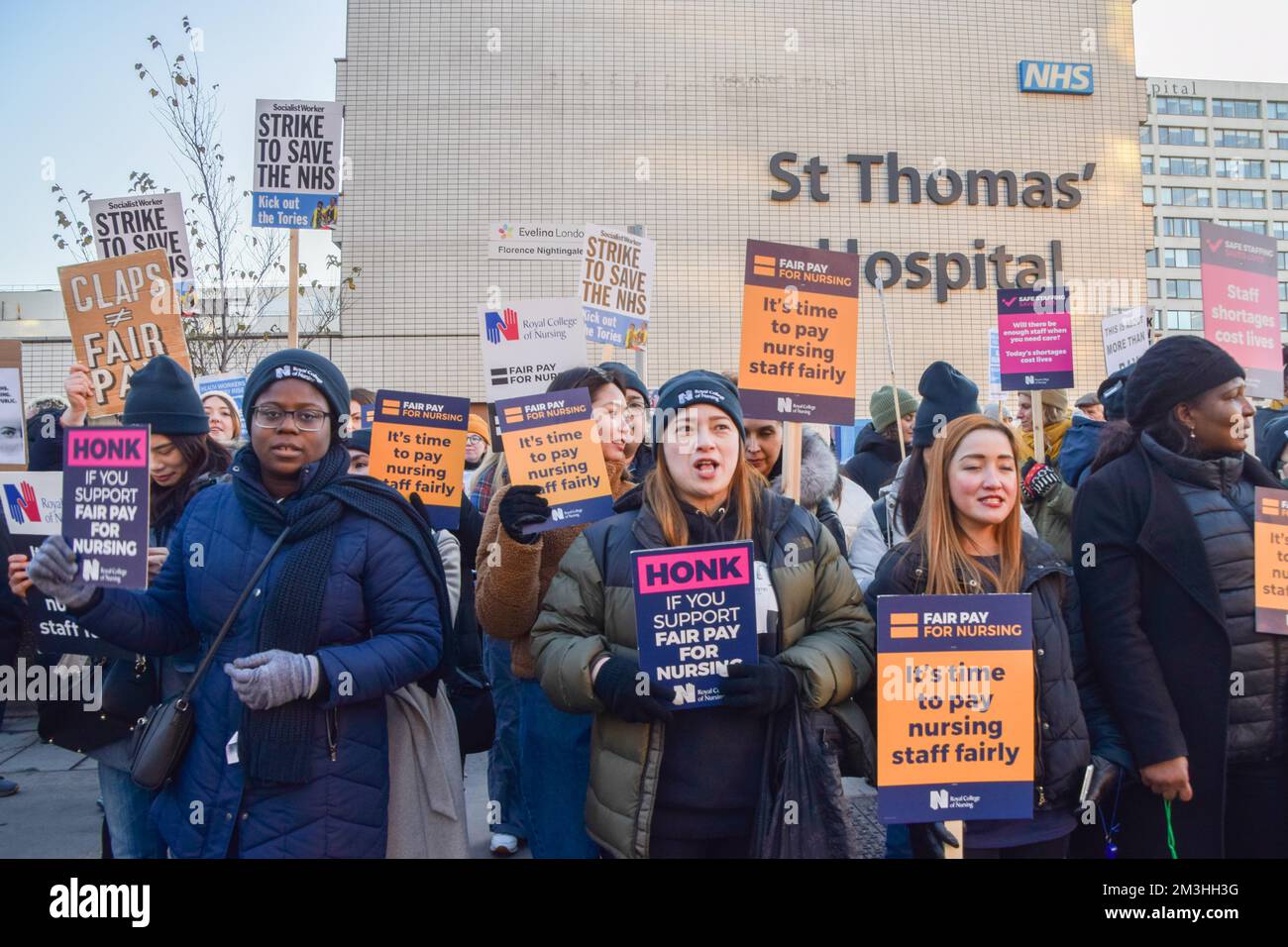 London, UK. 15th December 2022. Nurses stage a demonstration at the ...