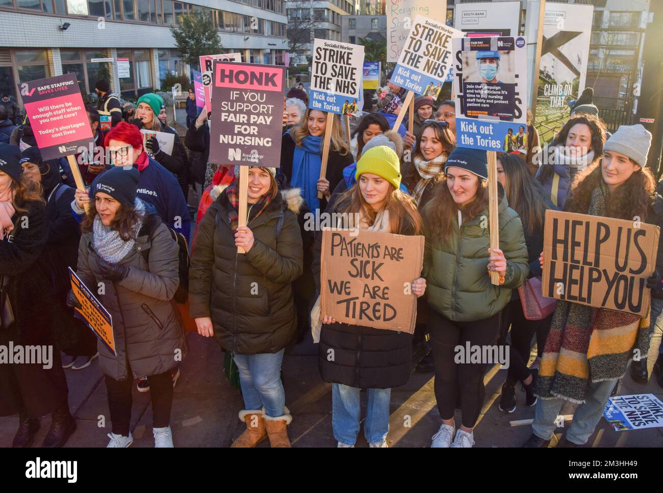 London, UK. 15th December 2022. Nurses stage a demonstration at the ...