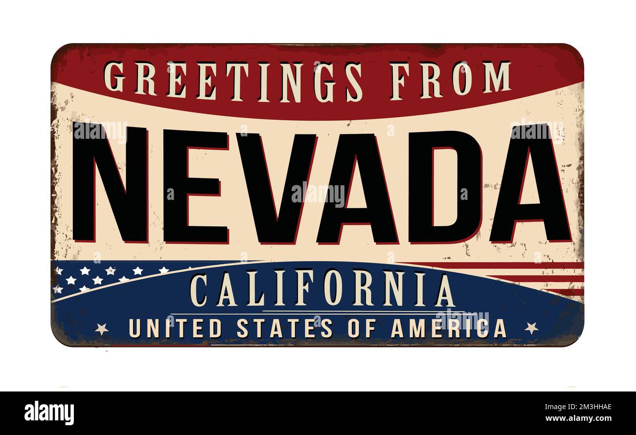 Greetings from Nevada vintage rusty metal sign on a white background ...
