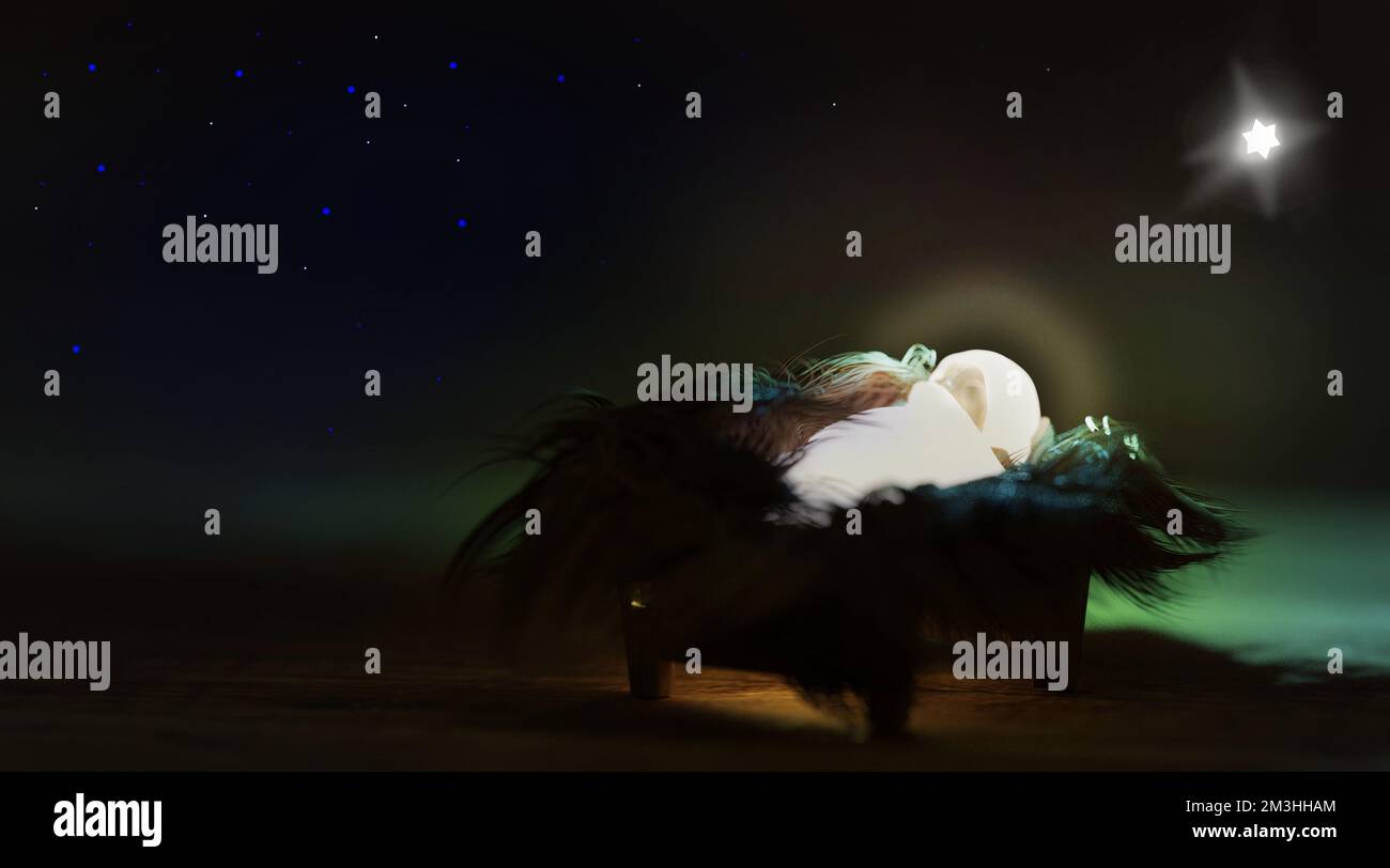 Baby Jesus in the manger. Nativity Scene in Bethlehem Stock Photo - Alamy