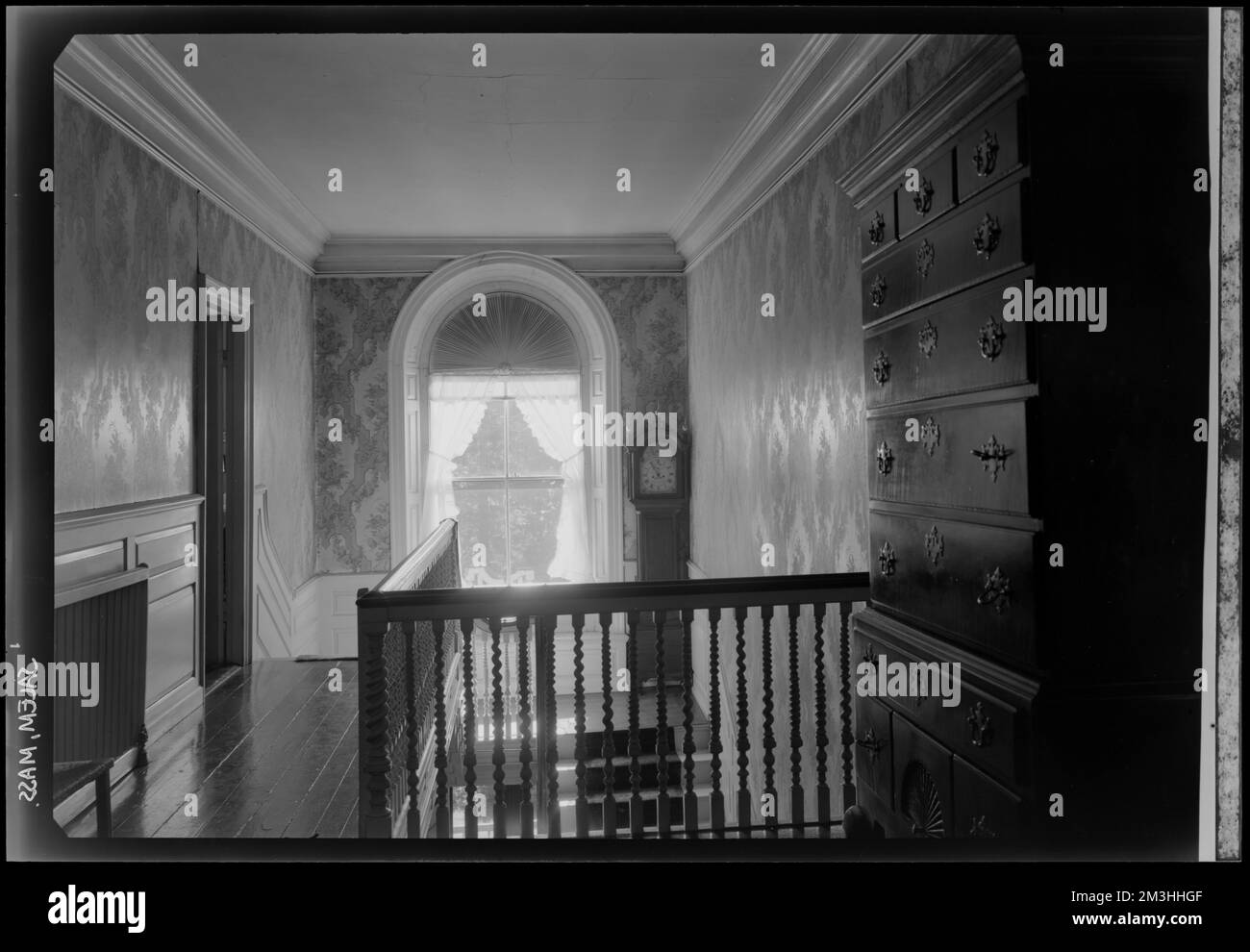 Mrs. Ives House, Salem: interior, upstairs hall , Interiors. Samuel ...