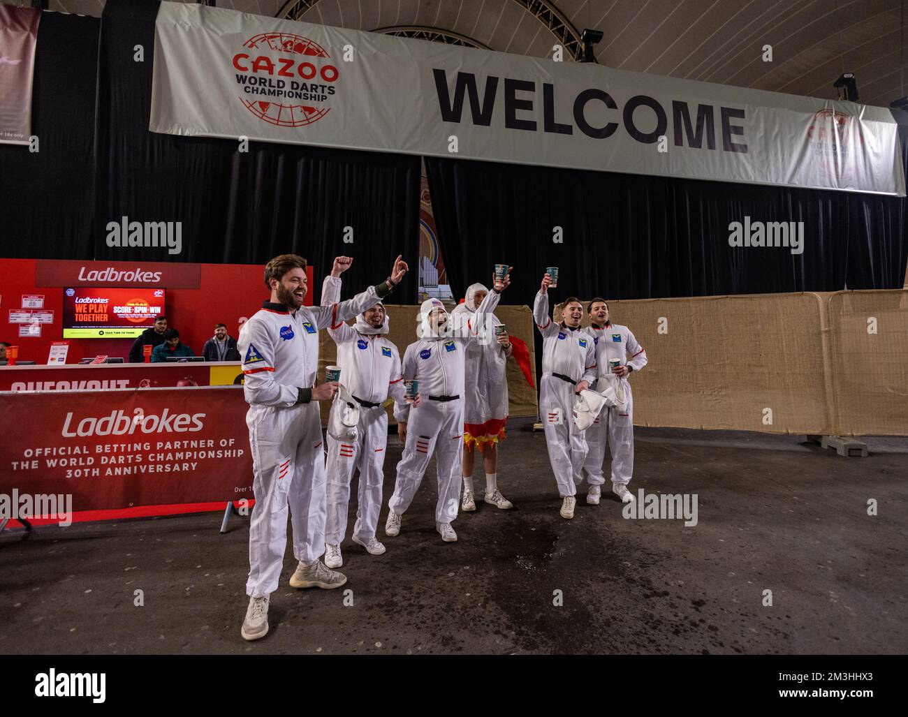 General view of fans in fancy dress during day one of the Cazoo World ...