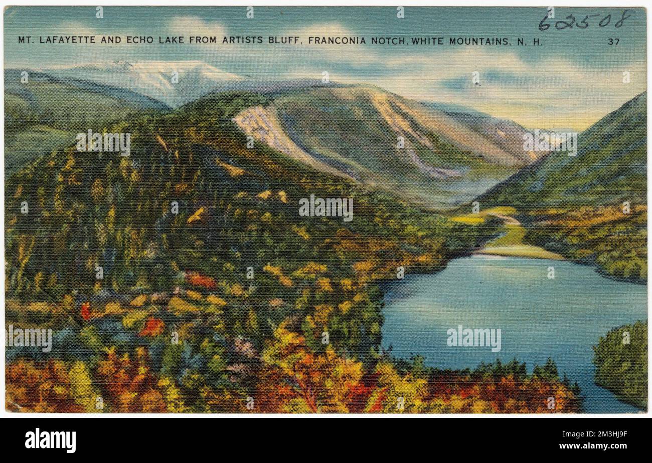 Mt. Lafayette and Echo Lake from Artist's Bluff, Franconia Notch, White ...