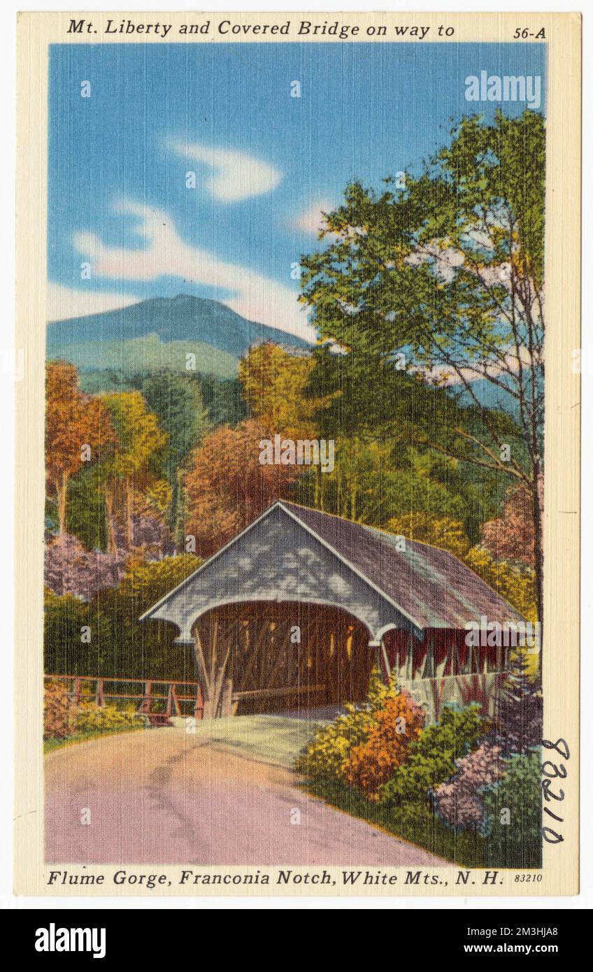 Mt. Liberty and Covered Bridge on way to Flume Gorge, Franconia Notch ...