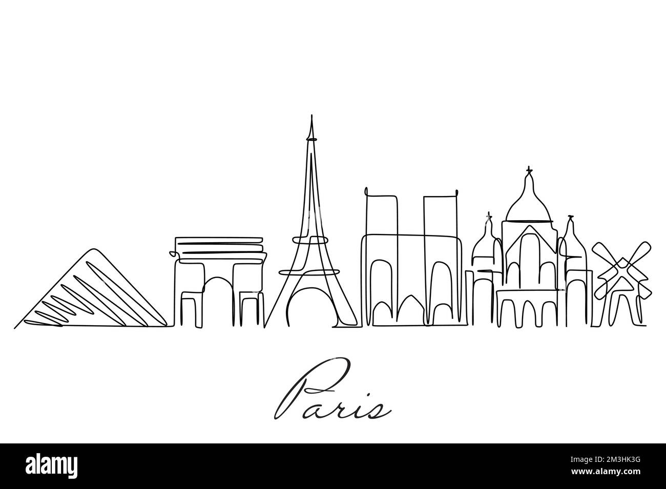 One line drawing of the Paris city skyline. Simple modern minimalistic ...