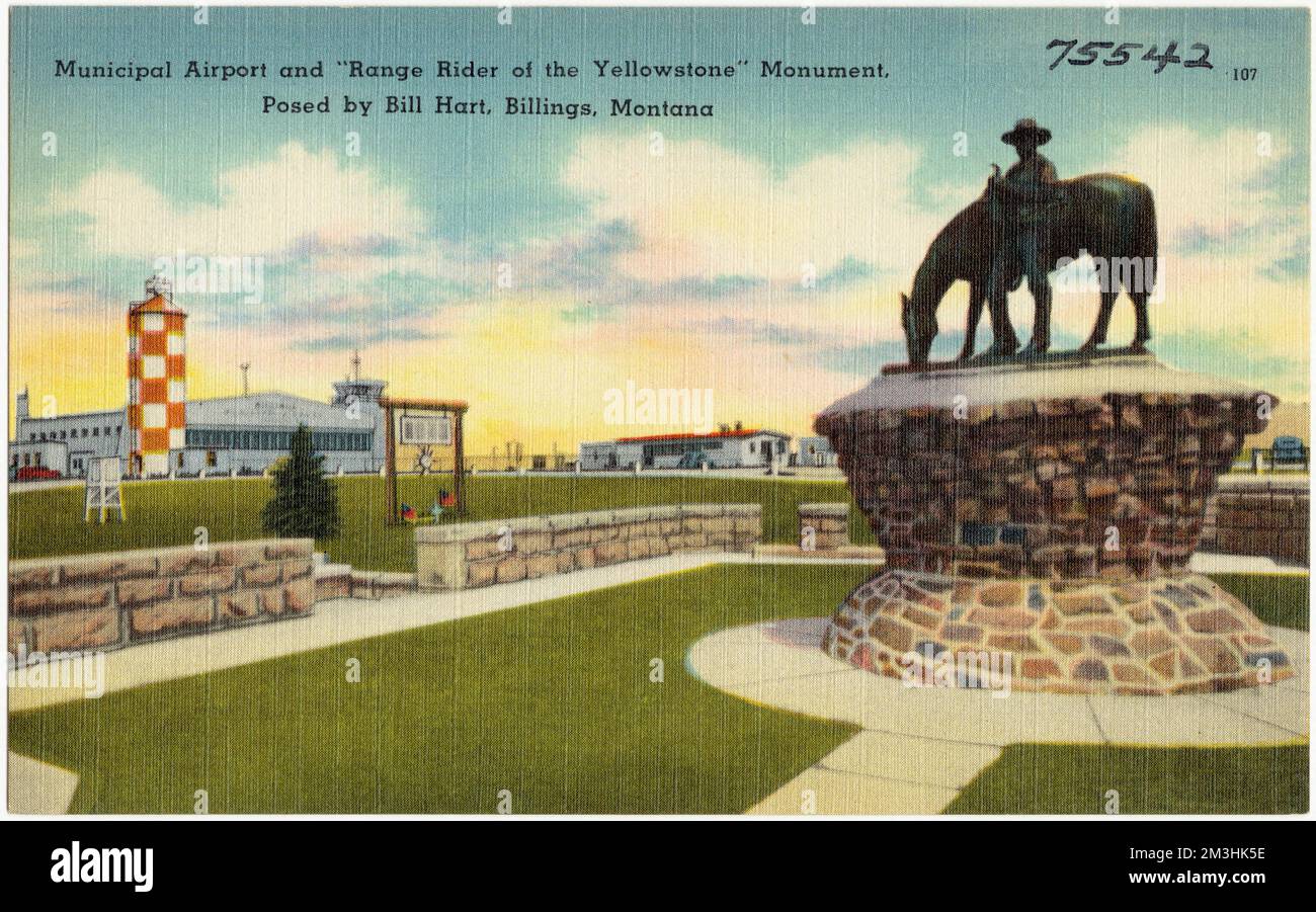 Municipal Airport and 'Range of the Yellowstone' Monument, posed by ...