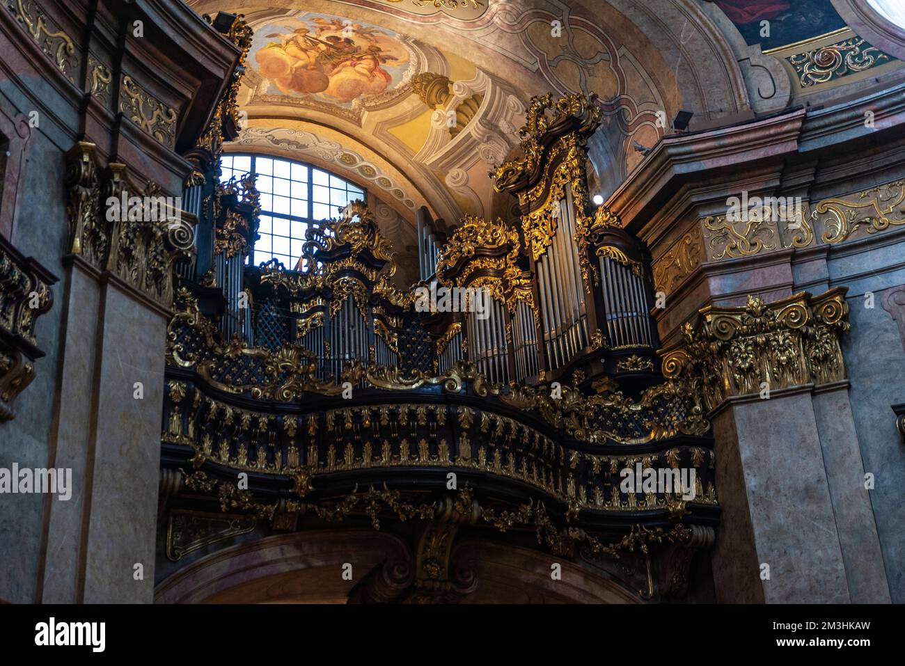 Vienna, Austria - October 14, 2022: Pipe organ of the Peterskirche or ...
