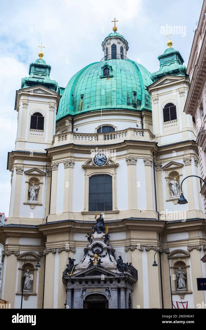 Facade of the Peterskirche or St. Peter Church in Innere Stadt, Vienna ...