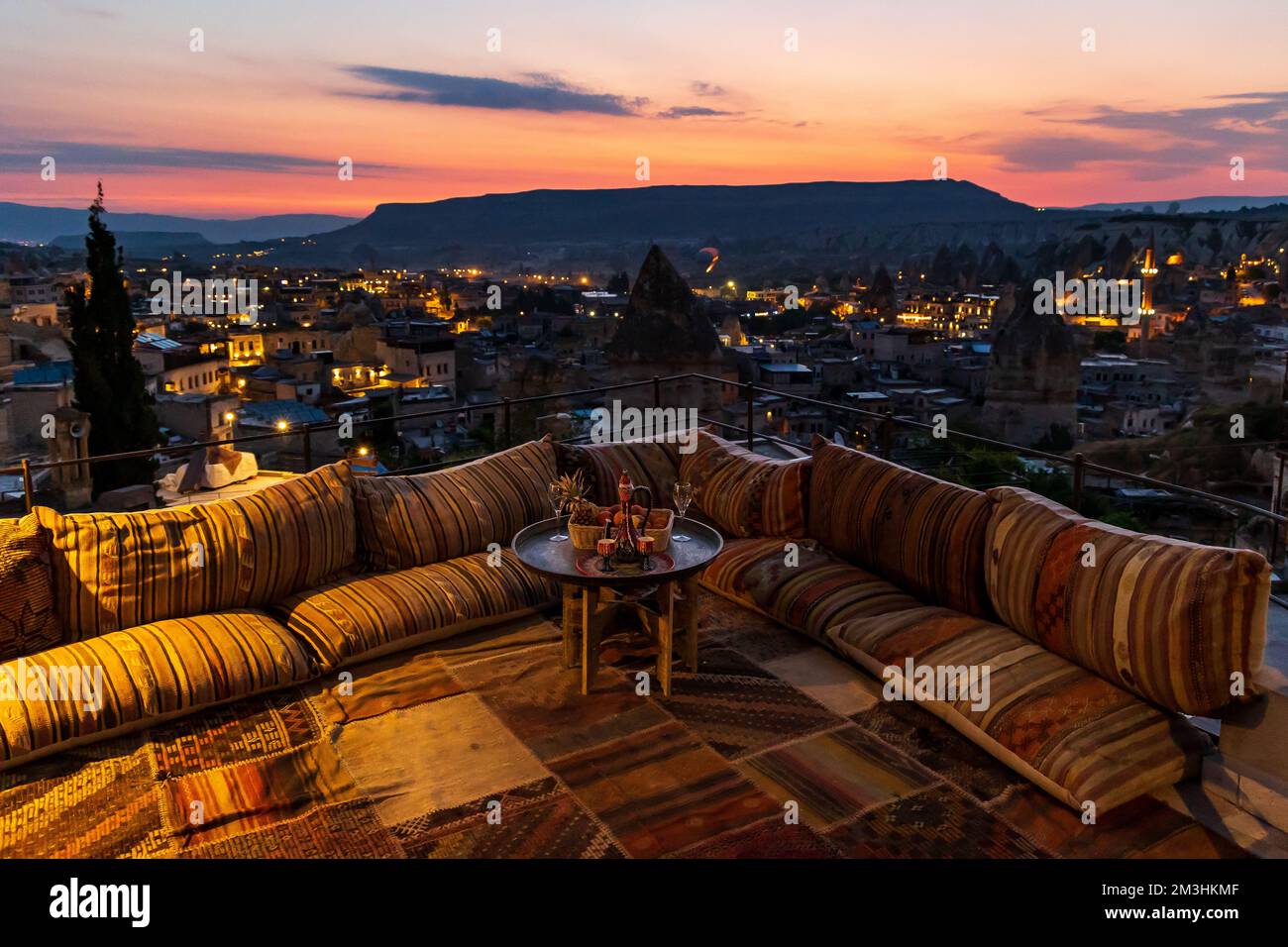 Sunset at the town of Cappadocia Stock Photo - Alamy