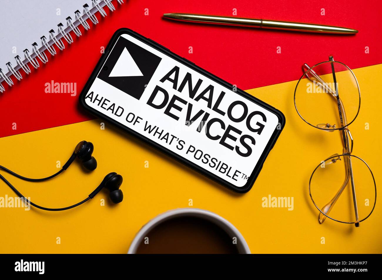 In this photo illustration an Analog Devices logo seen displayed on a ...