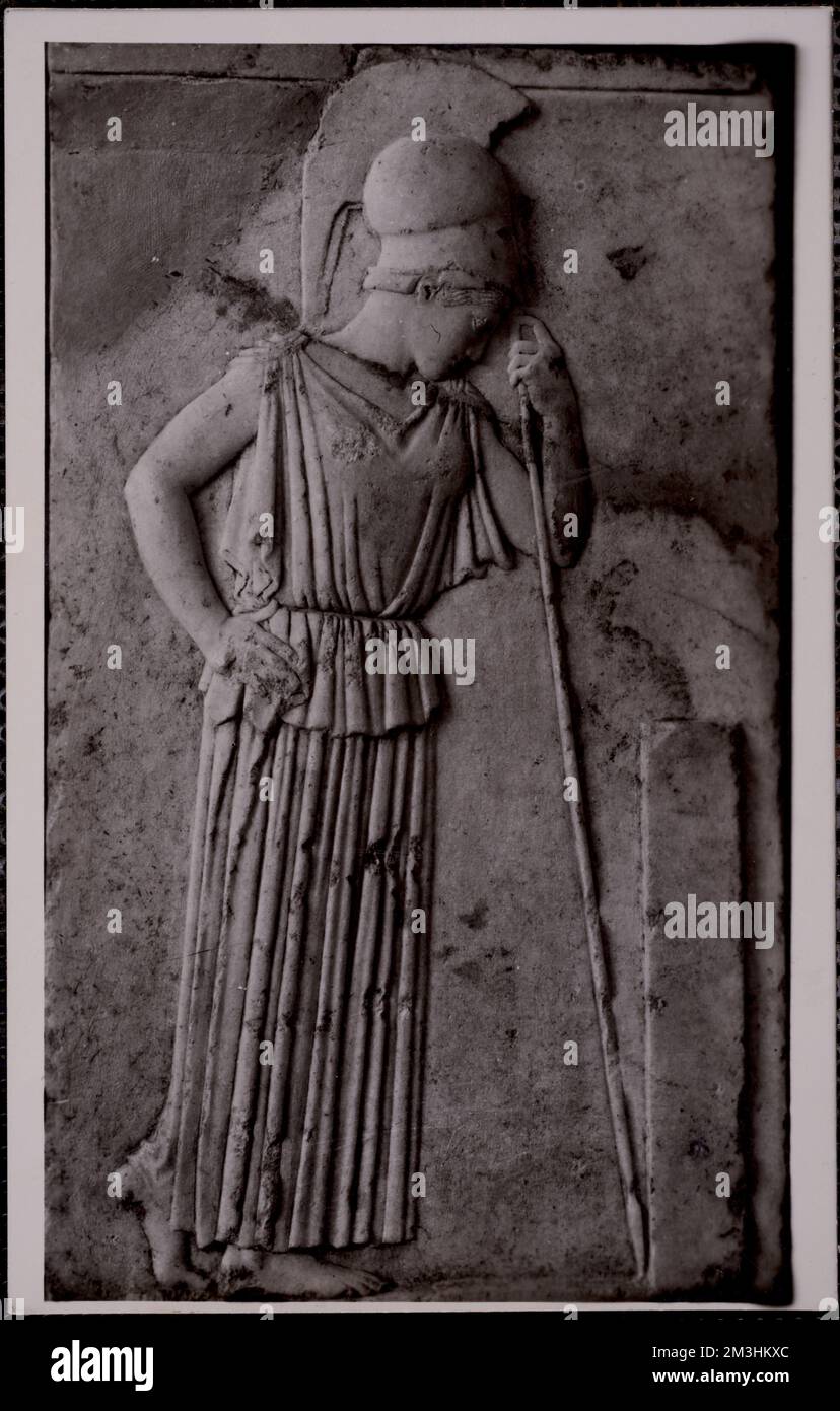 Musée de l'Acropole d'Athènes, 695, Athèna pensive , Bas-reliefs ...