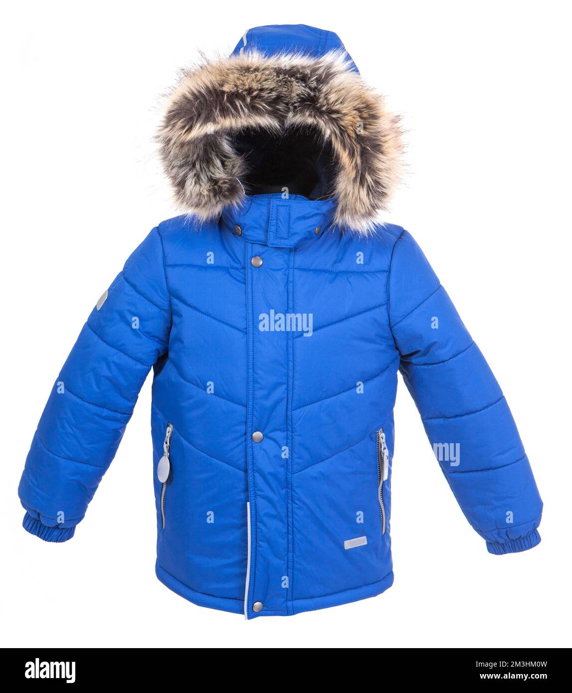 Stylish Winter Clothes For Children Blue Jacket On White Background stylish-winter-clothes-for-children-blue-jacket-on-white-background