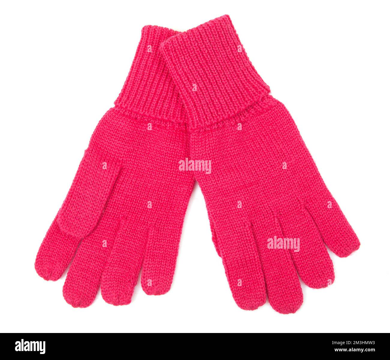 Pink knitted gloves isolated on white background Stock Photo - Alamy