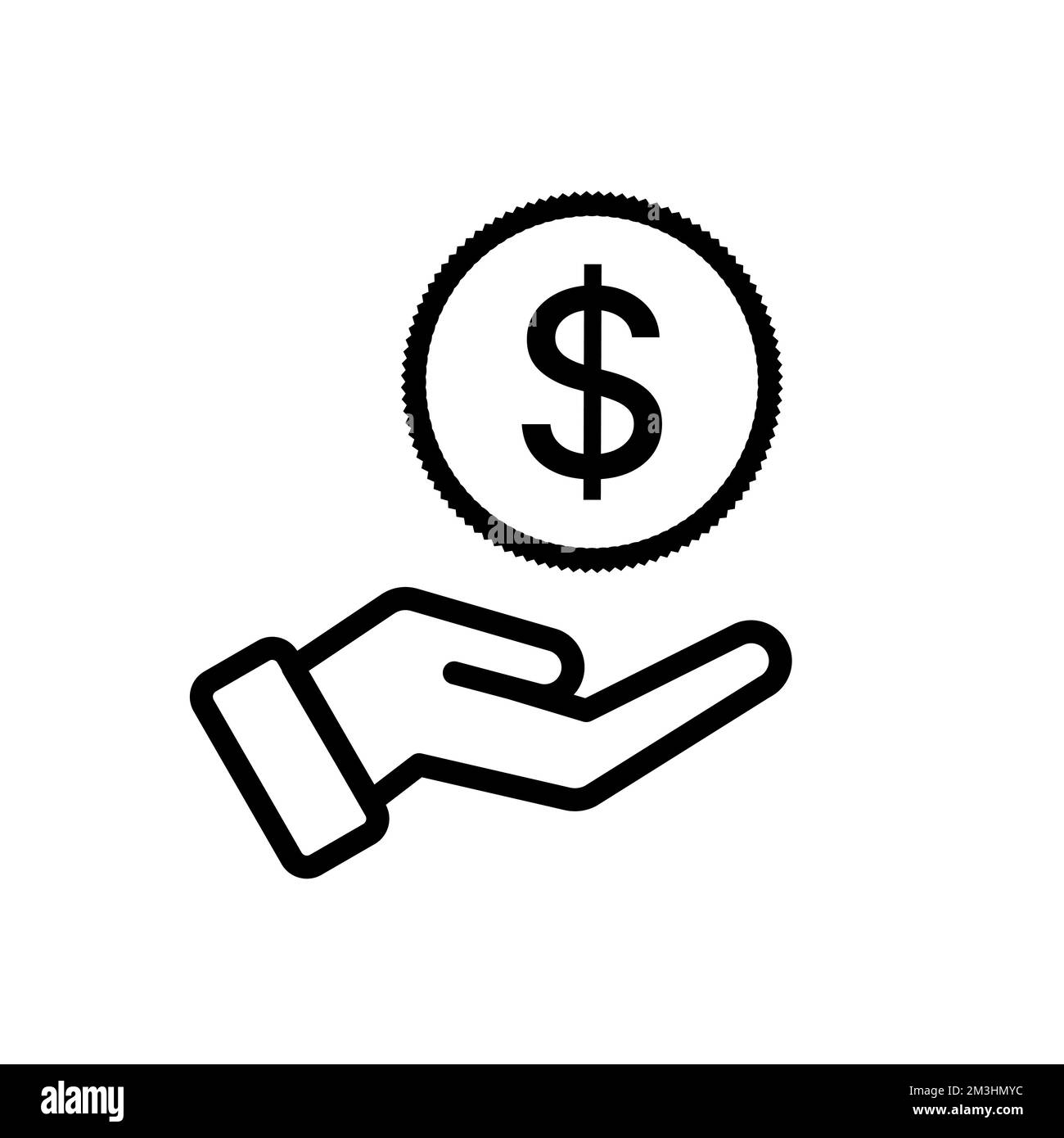 Icon of a Hand Holding a dollar Coin. Income concept. Vector ...