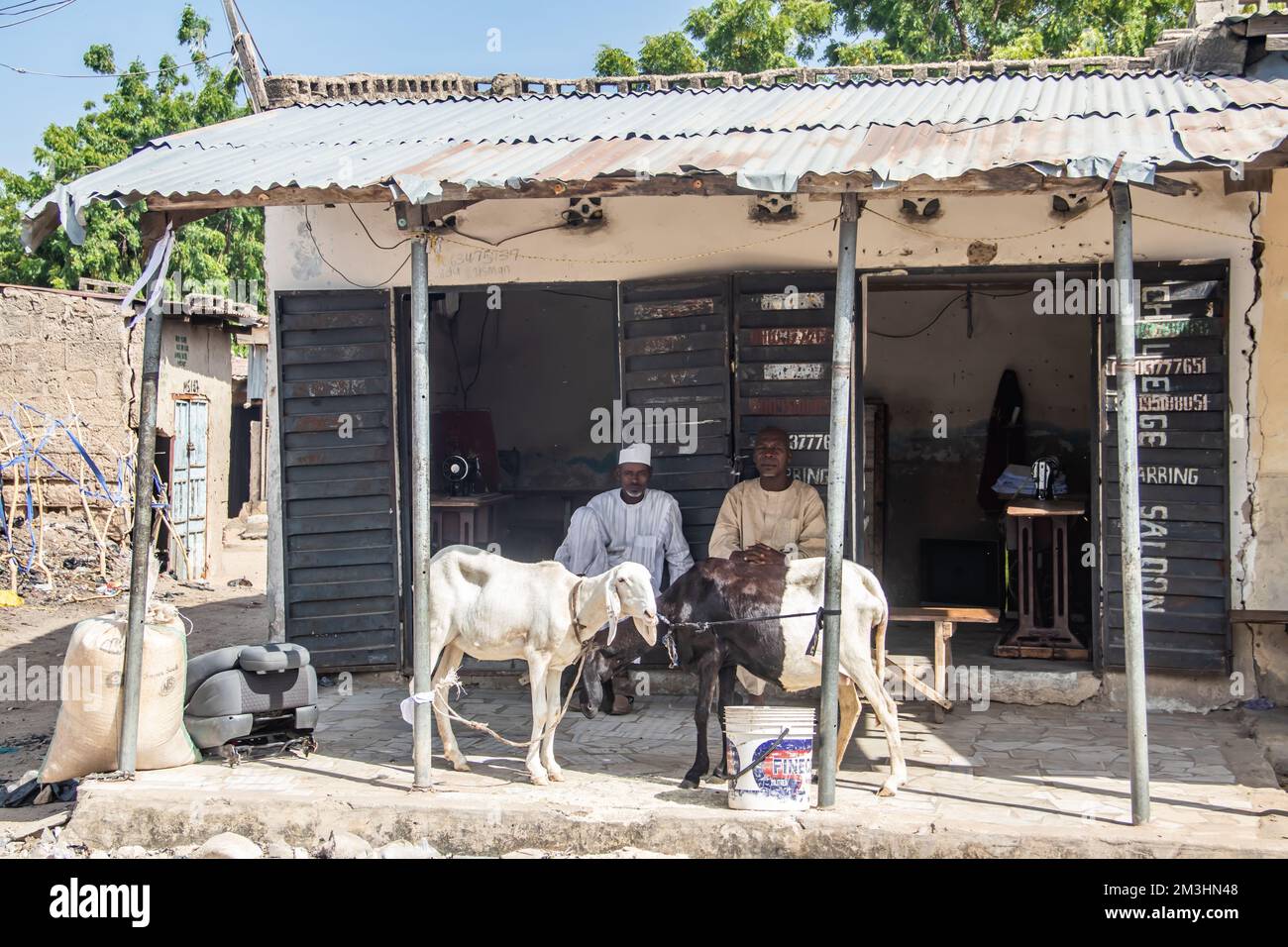 African open market at busy streets and street vendors, with busy ...