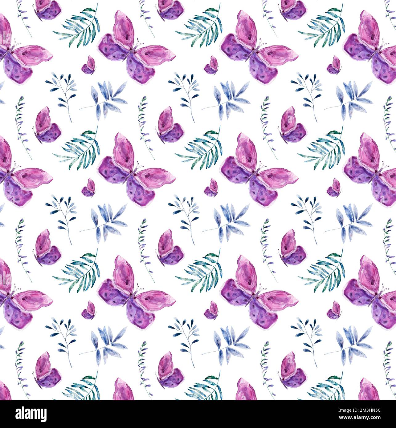 Purple butterflies seamless pattern. Flying butterflies and spring ...