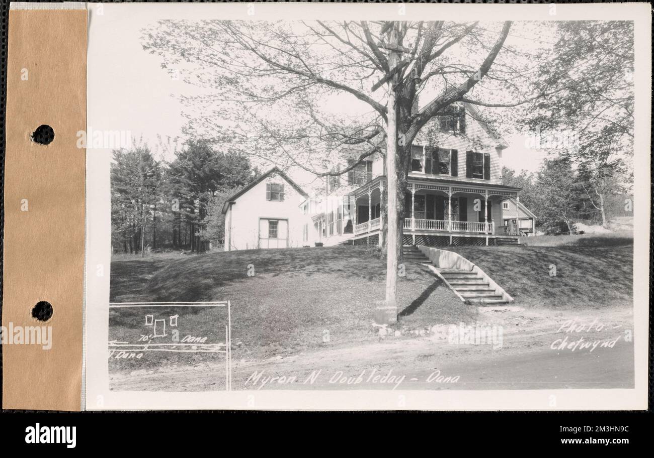 Myron N. Doubleday (homeplace), house, barn, garage, Dana, Mass., June ...