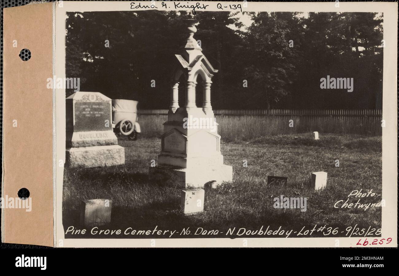 N. Doubleday, Pine Grove Cemetery, lot 36, North Dana, Mass., Sept. 25 ...