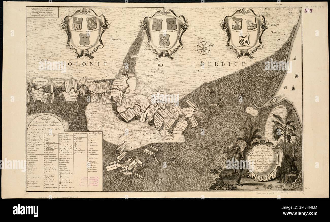 Naaukeurige platte grond van den staat loop van Rio de Berbice met ...