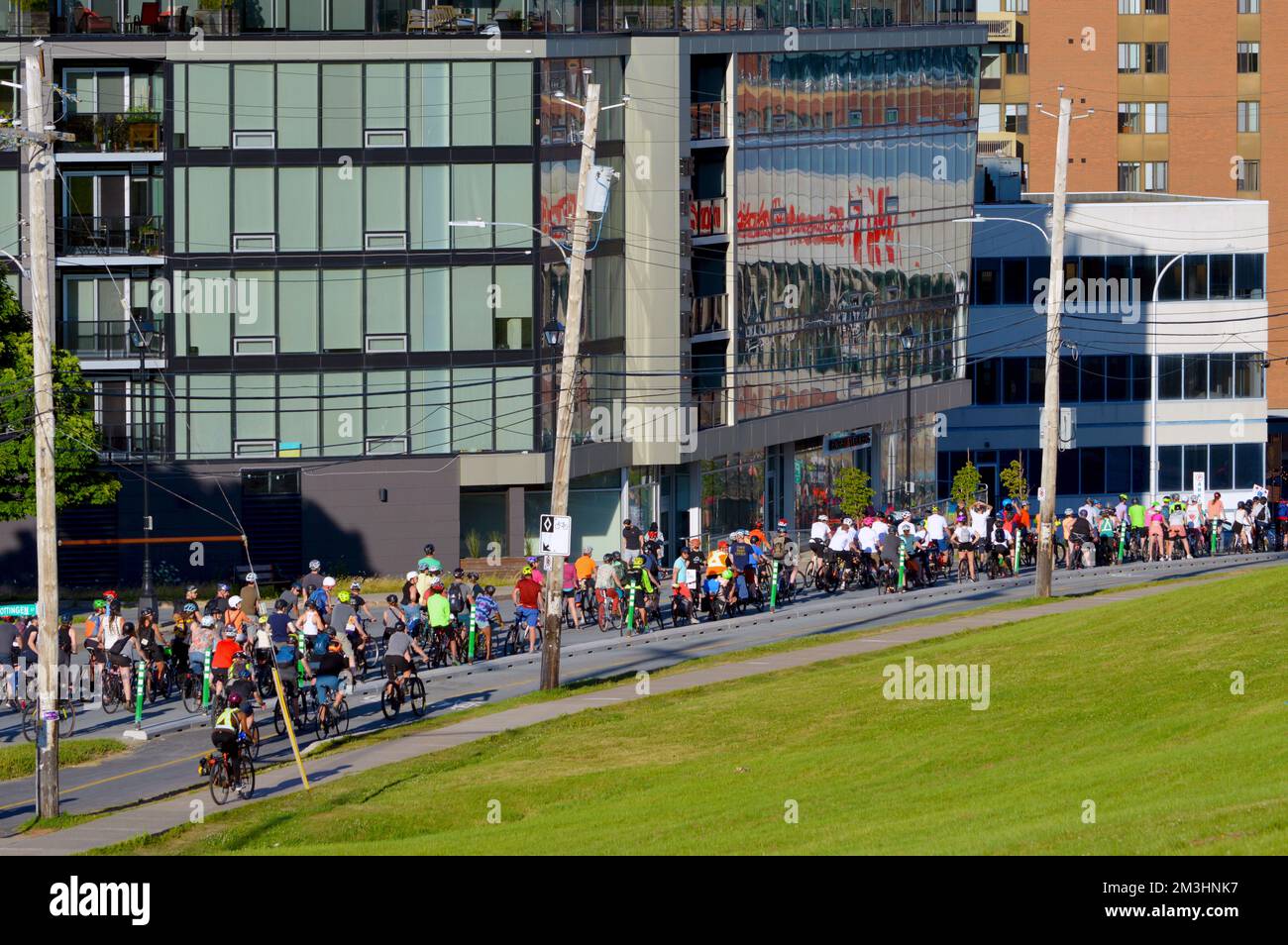 Cyclists on Gottingen Street during Critical Mass cycling rally held ...