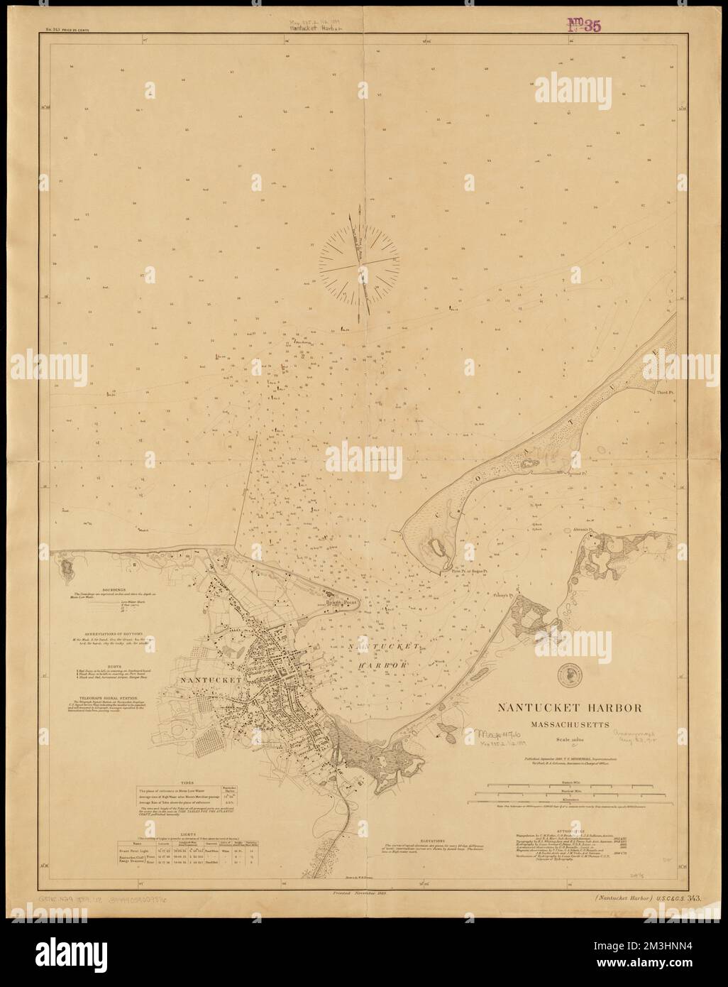 Nantucket Harbor, Massachusetts , Nautical charts, Massachusetts ...