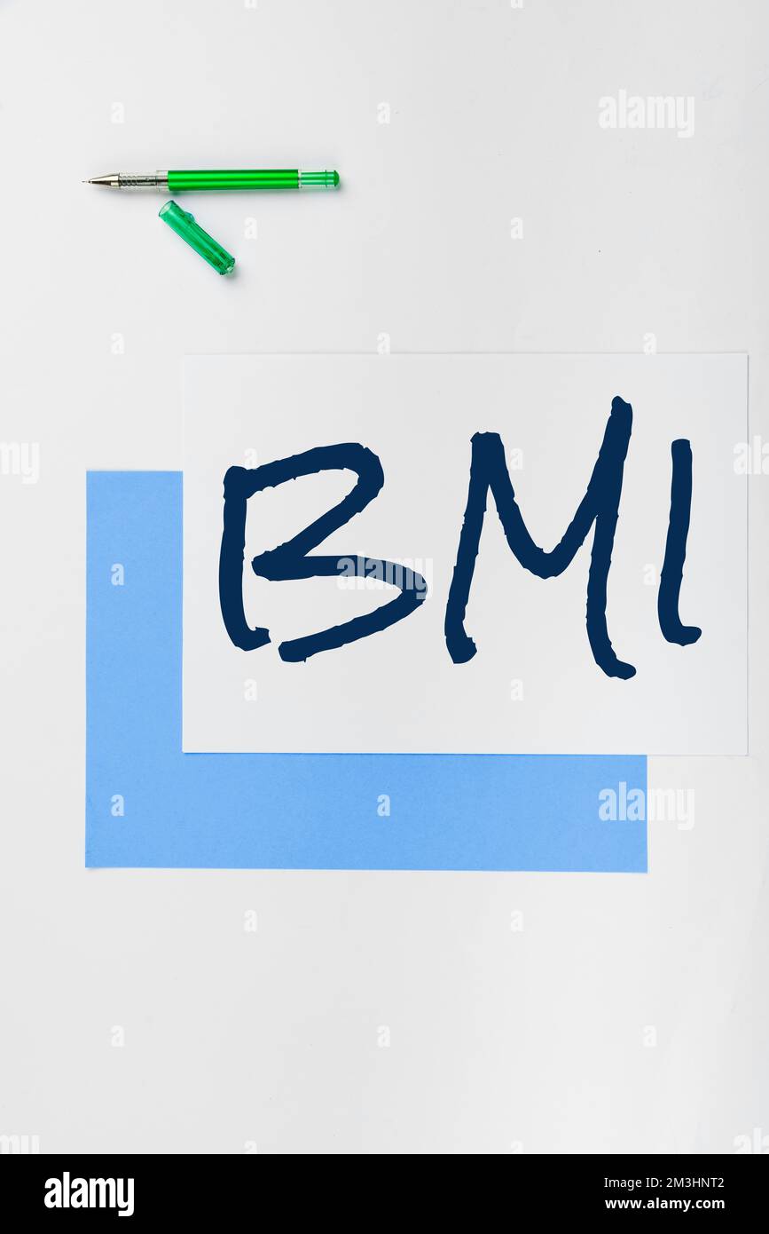 Text sign showing Bmi. Concept meaning Method of estimating body fat ...