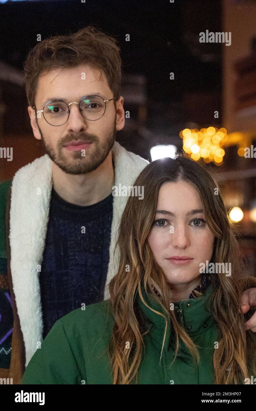 Solal Moisan and Camille Etienne attending a portrait session during ...