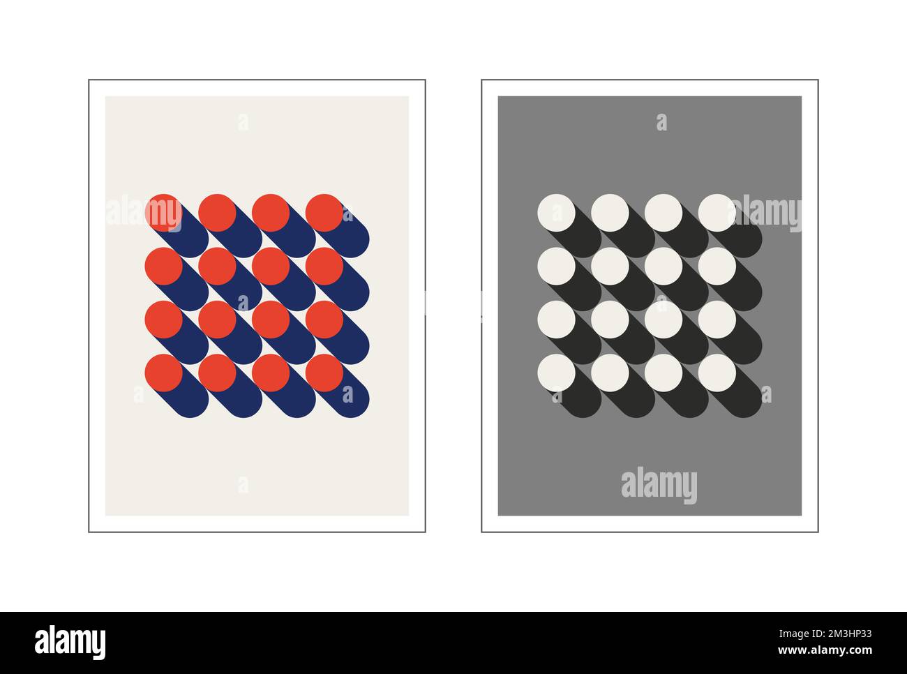 Bauhaus abstract vertical posters with cylinders Stock Vector Image ...