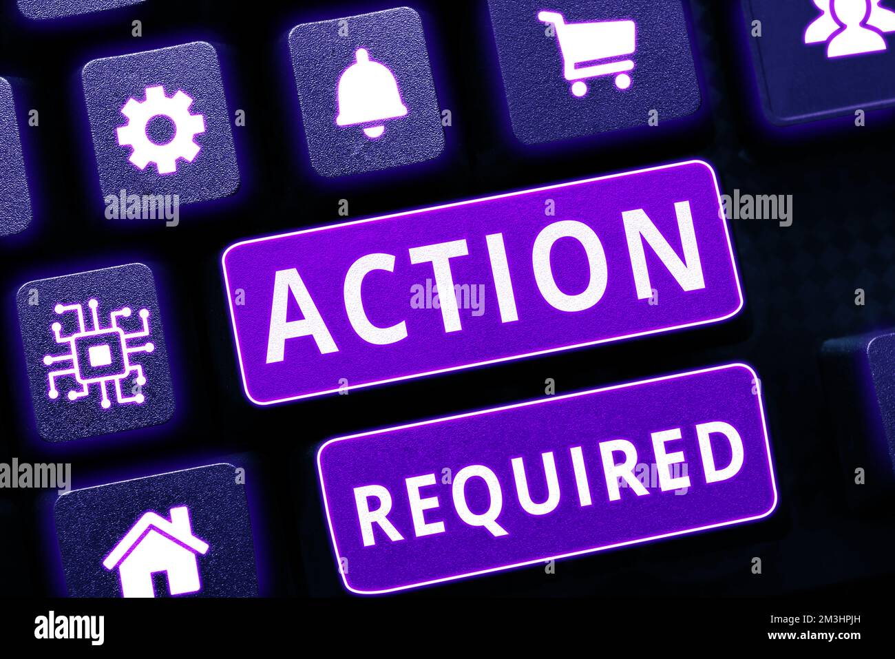 Text showing inspiration Action Required. Conceptual photo Regard an ...