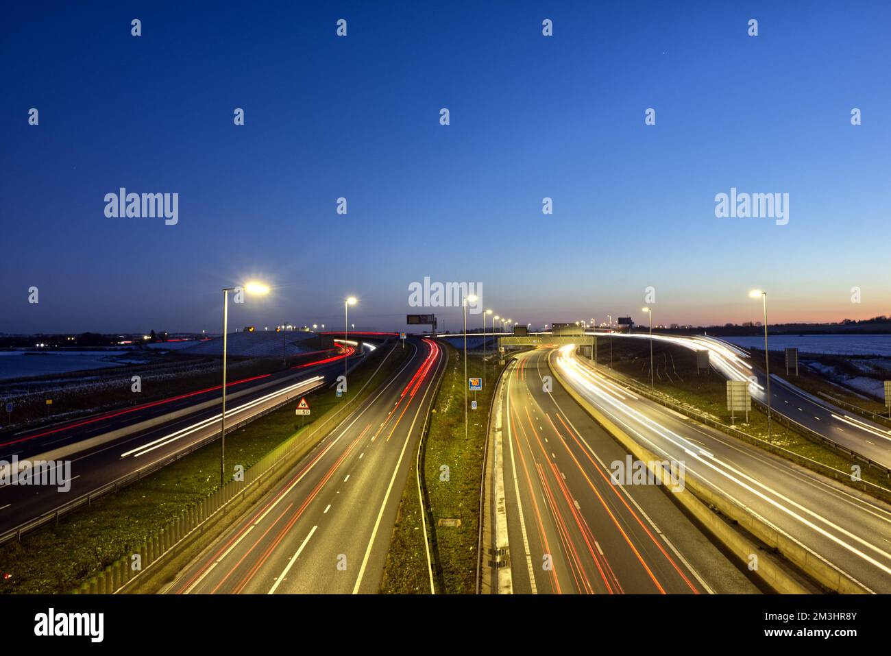 Light Trails at the A1/A14 Junction Stock Photo - Alamy