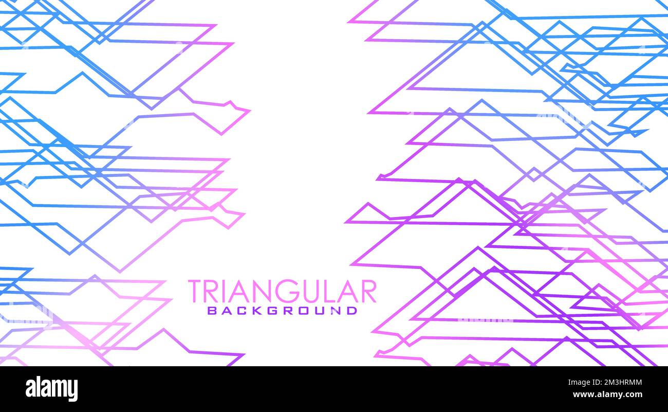 Abstract triangular background with outline blue, purple and pink structure of triangles. Vector ...